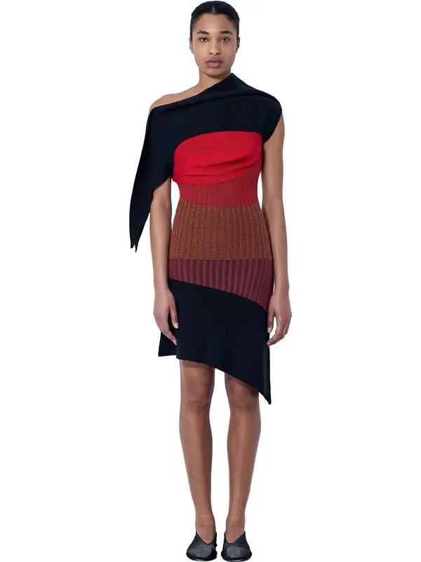 KIKO KOSTADINOV Asymmetric One-shoulder Knit Dress - Red