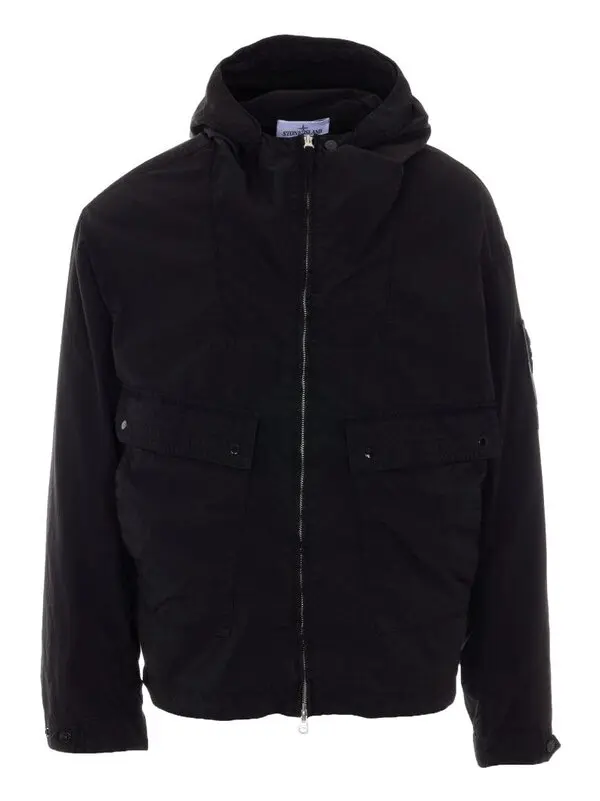 Stone Island Poly-tc Light Compact Logo Parka - Black