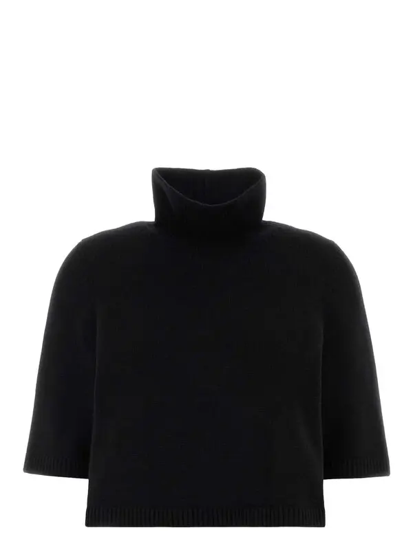 Alaïa Cashmere Blend Ribbed Cropped Sweater - Black