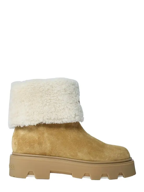 Moncler Suede Ankle Boots With Shearling Trim - Multicolor