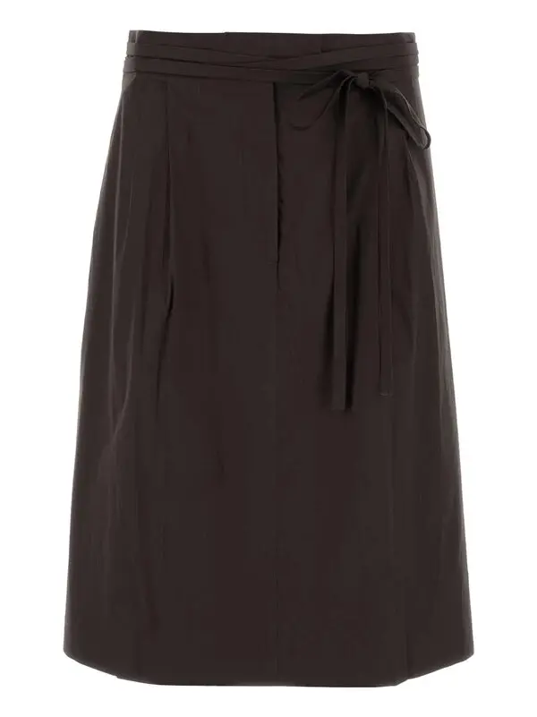 Prada Stretch Poplin Skirt - Brown