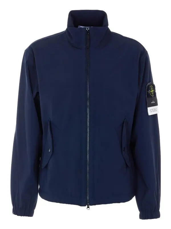 Stone Island Light Soft Shell-r Logo Jacket - Blue
