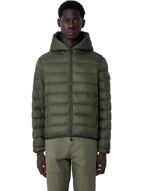 Moncler Najan Short Down Jacket With Hood And Side Logo - Green