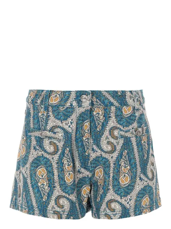 Etro Printed Paisley Shorts - Blue