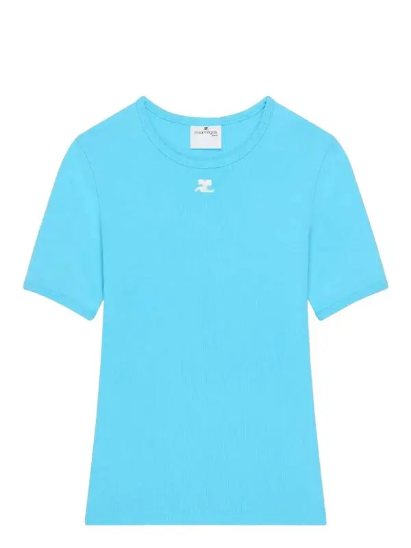 COURREGES Embroidered Logo T-shirt - Blue