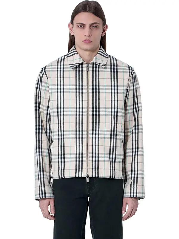 Burberry Check Cotton Harrington Jacket - Brown