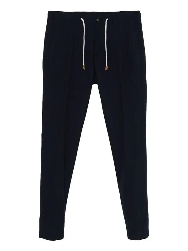 Eleventy Pleated Wool-blend Trousers - Blue
