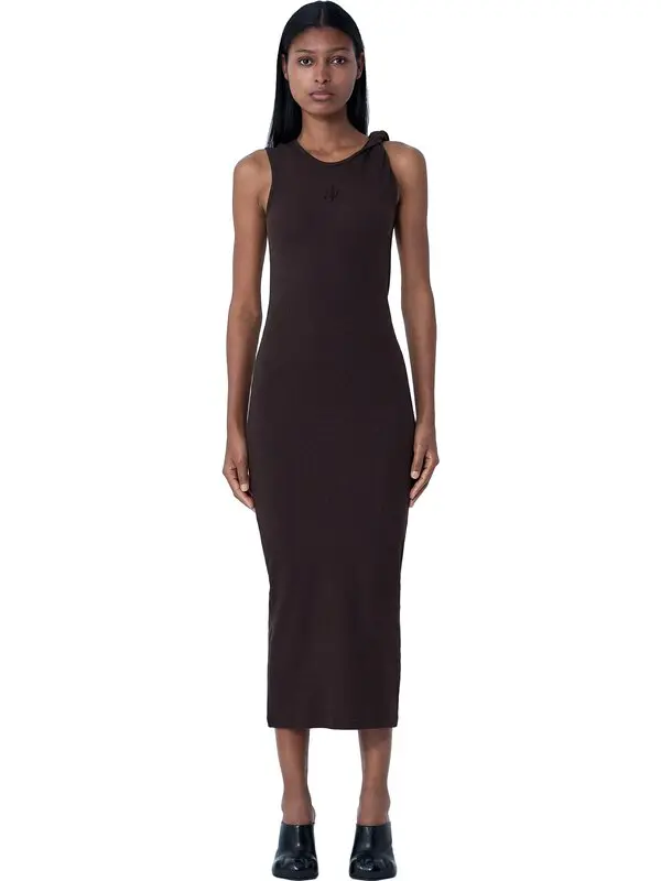 JW Anderson Ribbed Midi Dress With Logo Embroidery - Multicolor