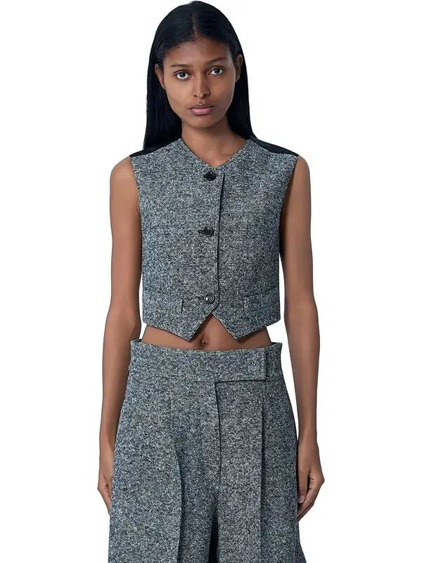 Max Mara Tailored Wool-silk Blend Waistcoat - Gray