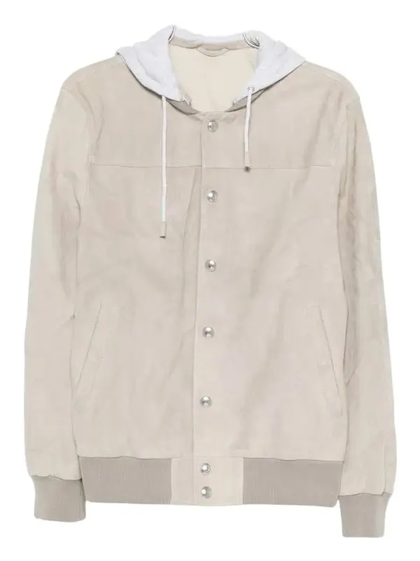 Eleventy Hooded Suede Jacket - Green