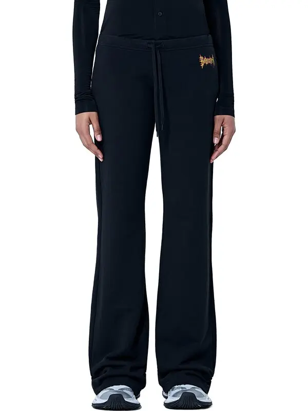 Balenciaga Embroidered Logo Wide-leg Sweatpants - Black