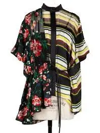Sacai Asymmetrical Striped And Floral Print Blouse - Multicolor