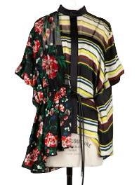 Sacai Asymmetrical Striped And Floral Print Blouse - Multicolor