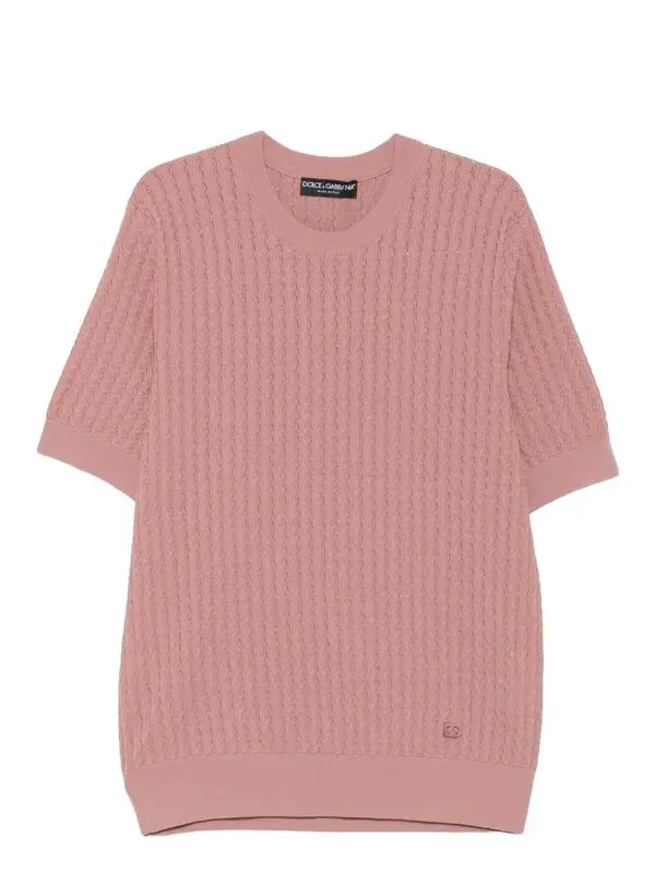Dolce & Gabbana Short-sleeved Cable-knit Sweater - Multicolor