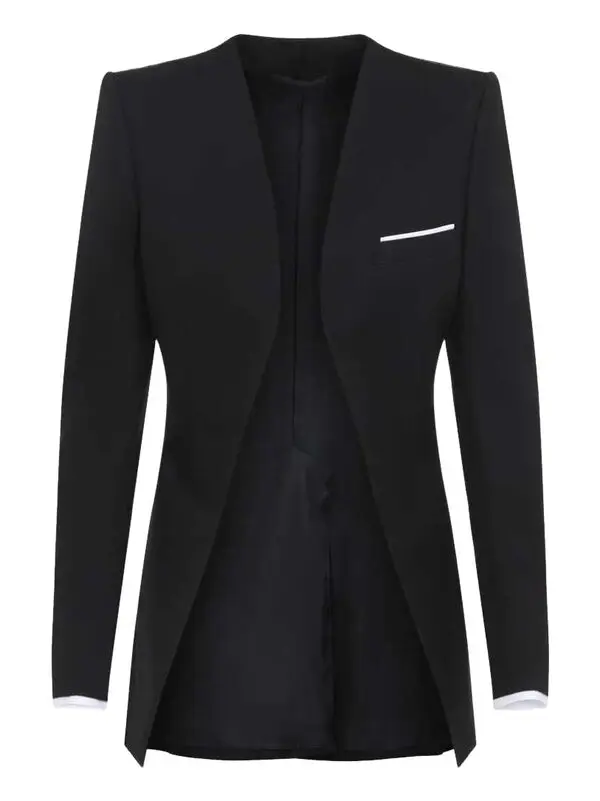 TOM FORD Collarless Panama Jacket In Fine Wool And Silk - Black
