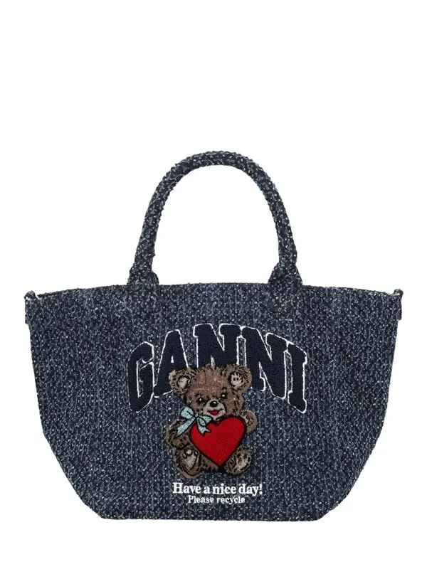 GANNI Tote Bag With Logo - Blue