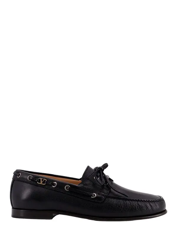 Valentino Garavani Black Leather Loafers - Multicolor