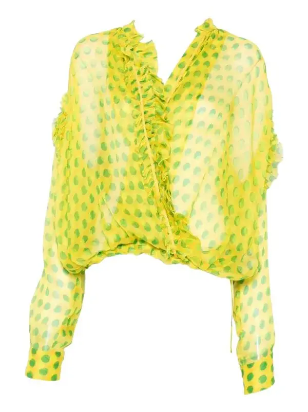 Dries Van Noten Cenver Bis" Silk Polka Dot Blouse - Multicolor