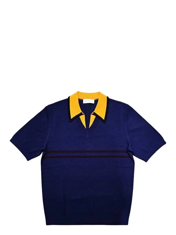 Dries Van Noten Striped Polo - Blue