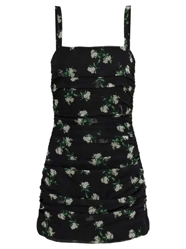 Dolce & Gabbana Floral Print Silk Blend Dress - Black