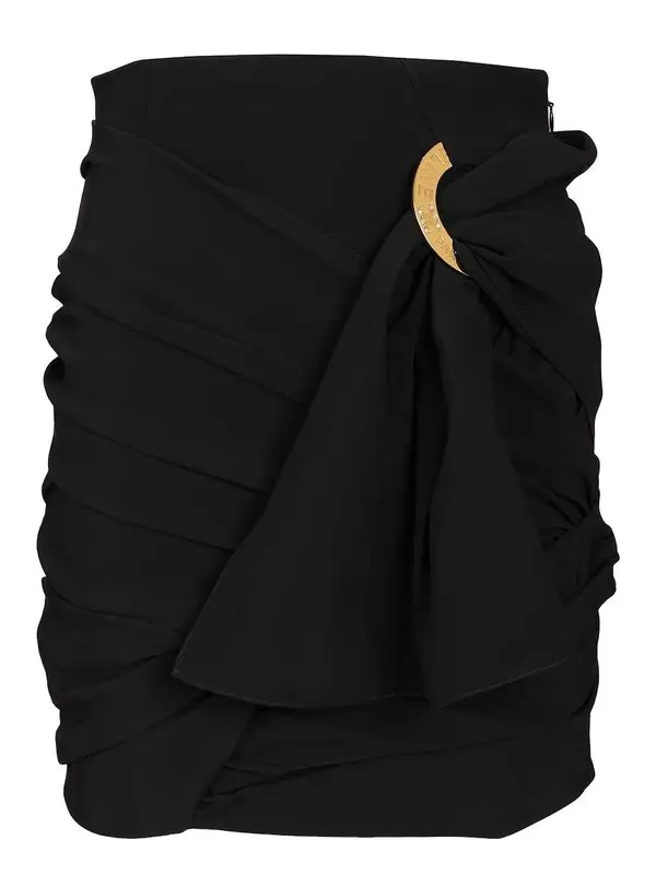 Celine Asymmetrical Draped Mini Skirt - Black