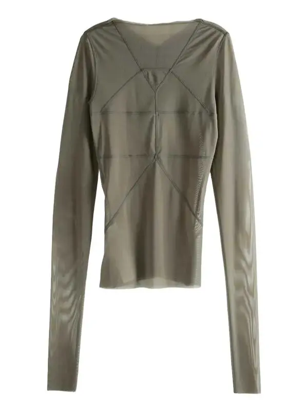 Rick Owens Semi-sheer Boat Neck Long Sleeve Top - Gray