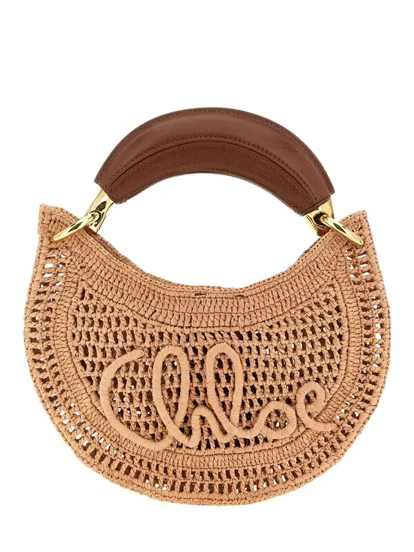 Chloé Summer Banana' Mini Hobo Handbag In Crocheted Raffia - Pink