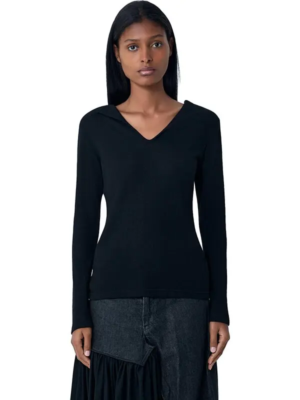 Yohji Yamamoto Lace-up Wool V-neck Sweater - Black