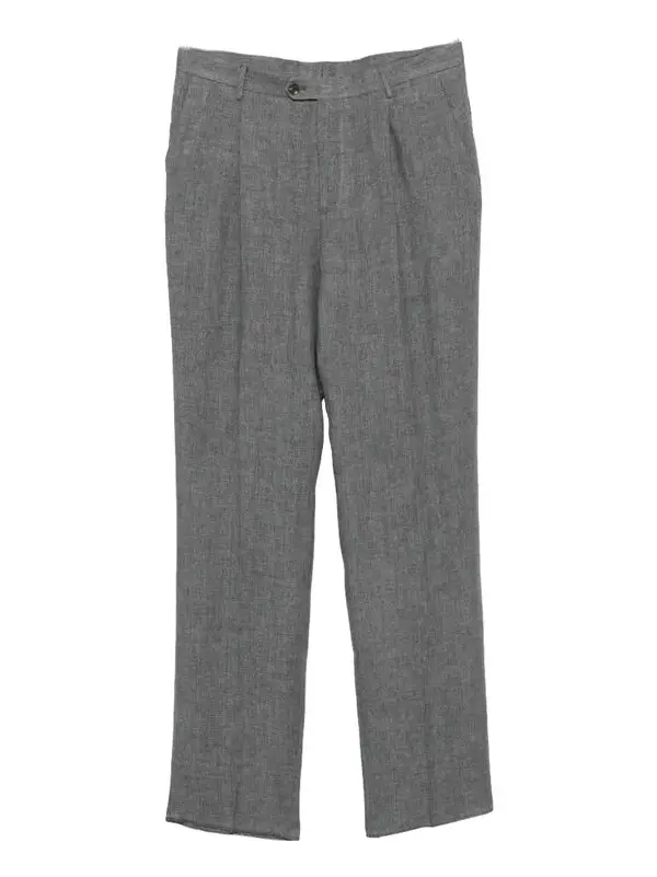 Etro Pleated Linen Trousers - Gray