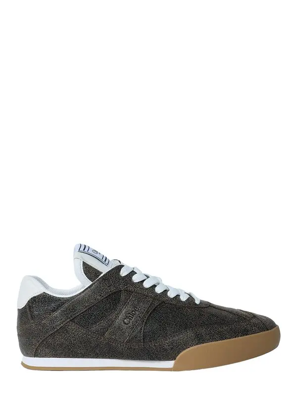 Chloé Kick Crackled Leather Low-top Sneakers - Brown