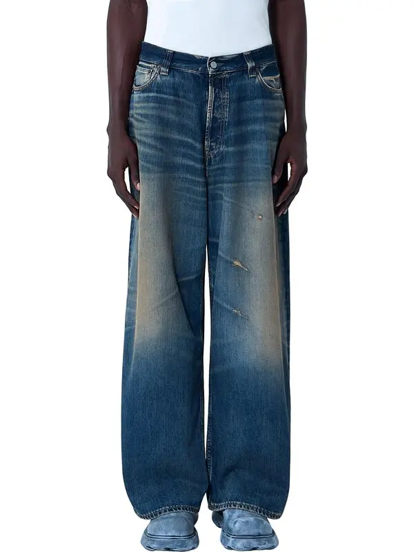 Acne Studios Wide-leg Distressed Five-pocket Jeans - Multicolor