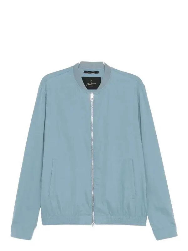 MONTECORE Zip-up Bomber Jacket With Ribbed Collar - Blue