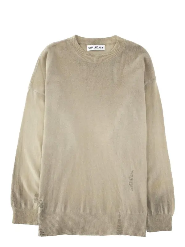 Our Legacy Slant Knit Merino Wool Sweater - Cream