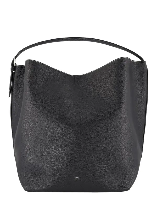 TOTEME Belted Tote Bag In Pebble-grain Leather - Black