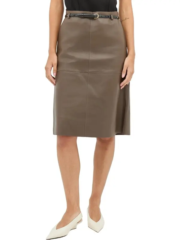 TOTEME Paneled Leather Skirt - Brown