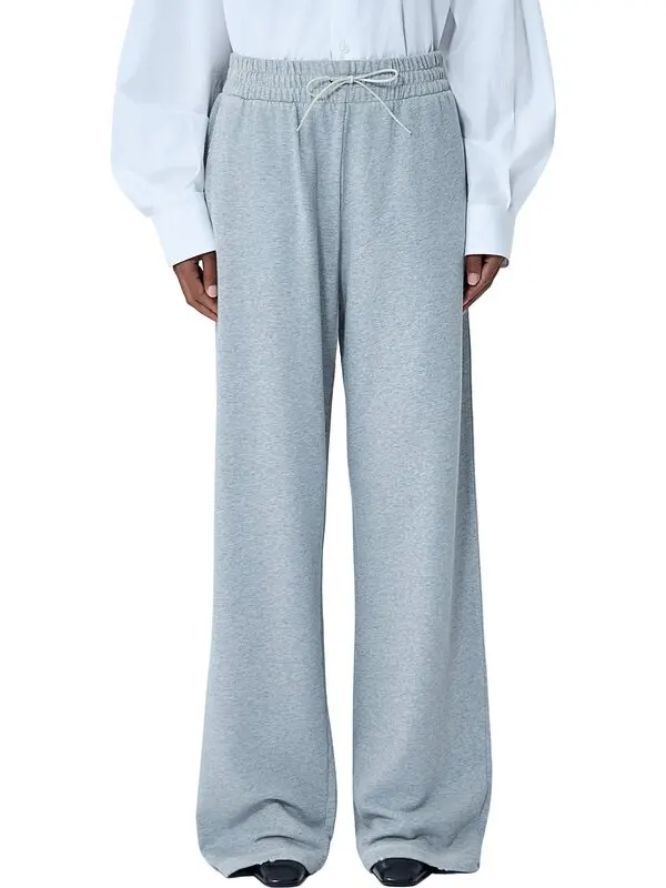 Prada Wide Leg Cotton Track Pants - Gray