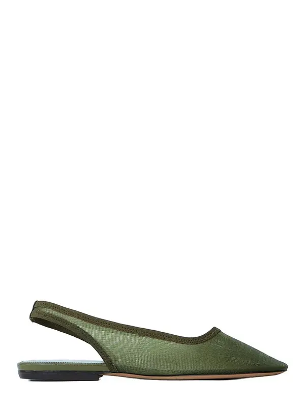 Dries Van Noten Mesh Slingback Flats - Green