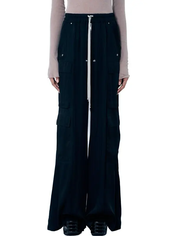 Rick Owens Satin Cargo Pants - Black