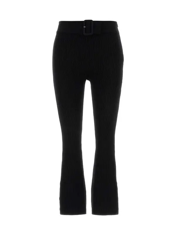 COURREGES Ribbed Knit Capri Pants With Belt - Black
