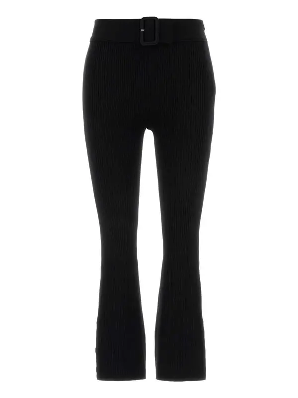 COURREGES Ribbed Knit Capri Pants With Belt - Black