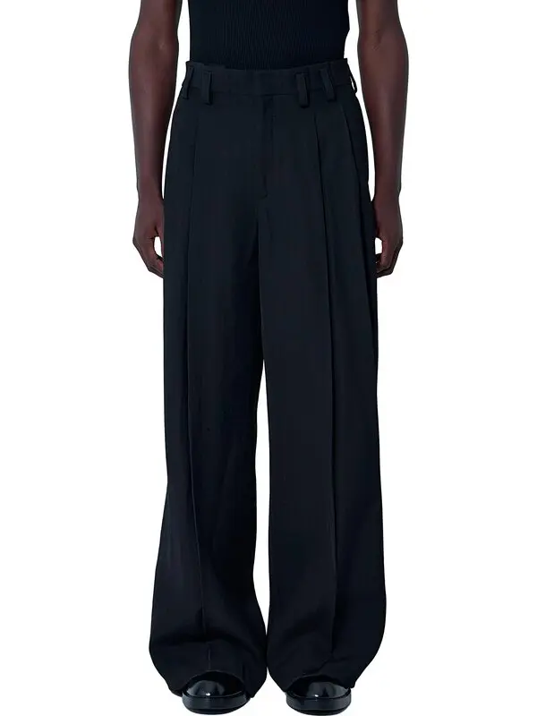 JIL SANDER Tailored Silk-blend Grain-de-poudre Pants - Black
