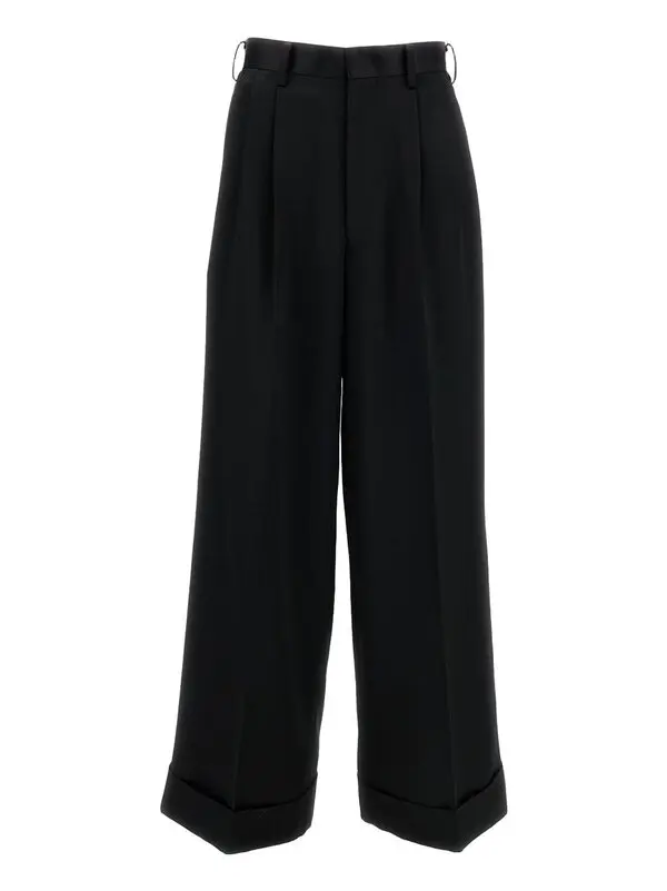 Junya Watanabe Black Pleated Wide-leg Trousers - Multicolor