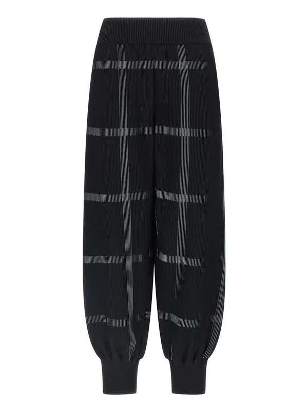 Issey Miyake Wide Leg Check Knit Pants - Black