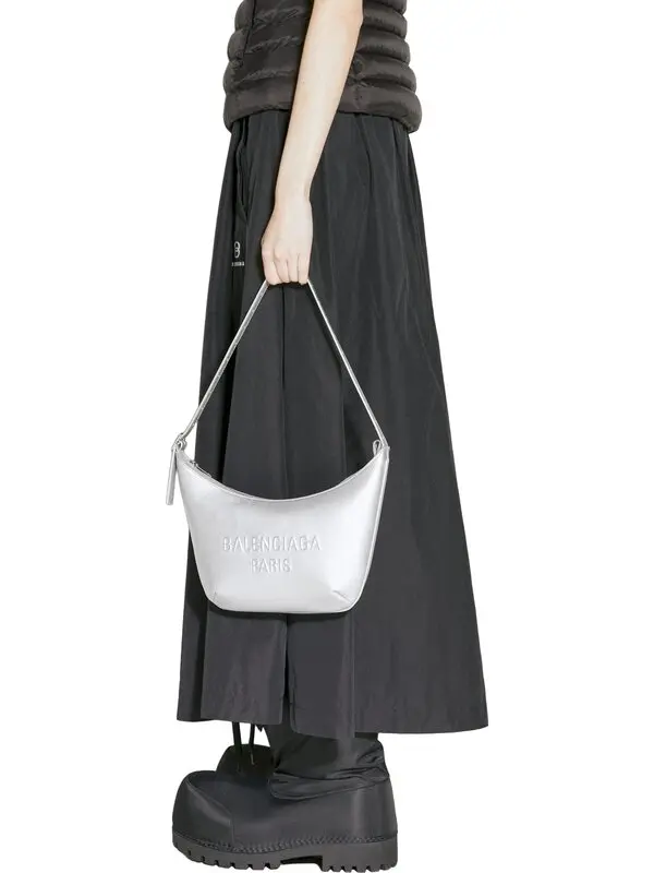 Balenciaga Mary-kate Metallic Leather Shoulder Bag - Silver