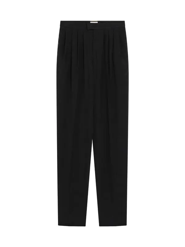 Saint Laurent Tailored Trousers In Habutai Silk - Black