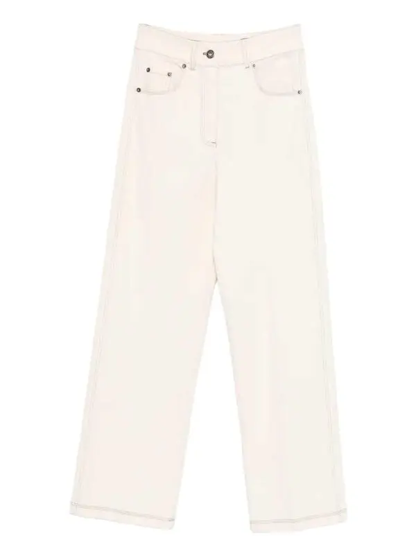 Max Mara Straight Jeans With Stitched Detail - White