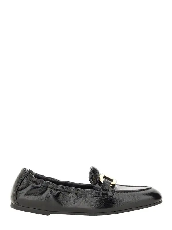 FERRAGAMO Lamb Leather Deconstructed Loafers - Black