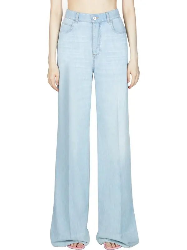 Bottega Veneta Wide Leg Jeans In Light Wash - Blue
