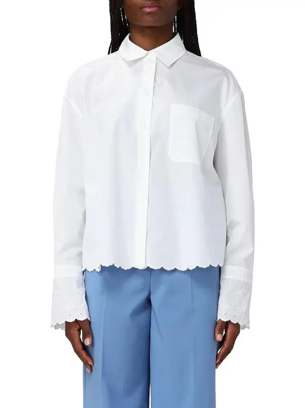 Max Mara Cotton Shirt With Embroidered Cuffs - White