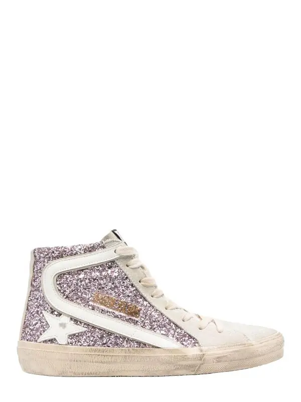 GOLDEN GOOSE Glitter High Top Sneakers With Side Zip - Multicolor